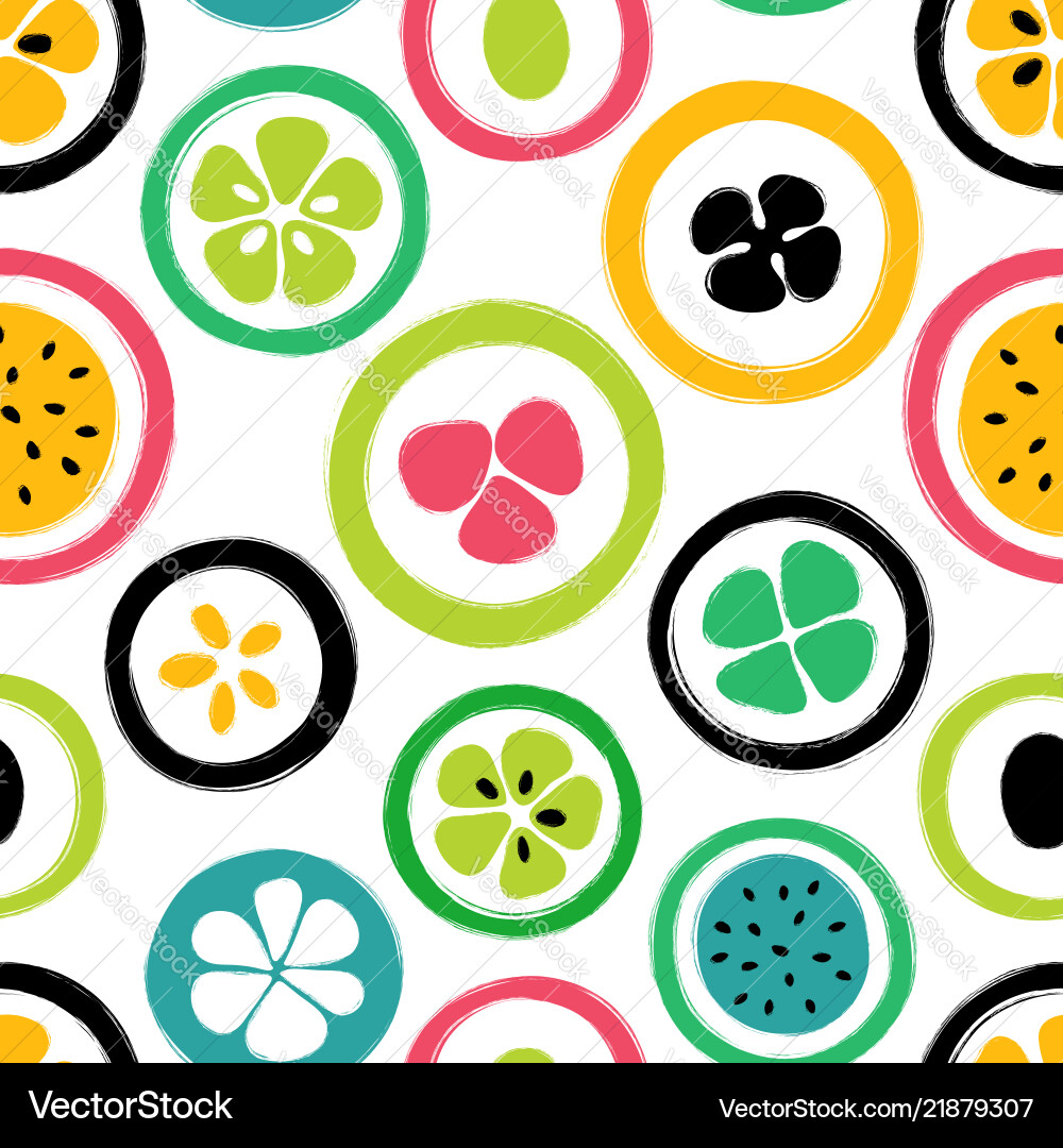 Grunge slice of fruits seamless pattern Royalty Free Vector