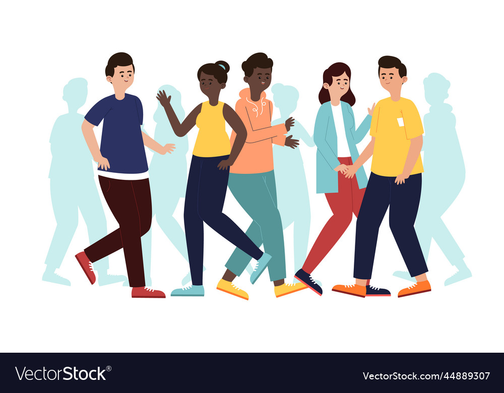 Hand drawn flat design crowd people walking Vector Image