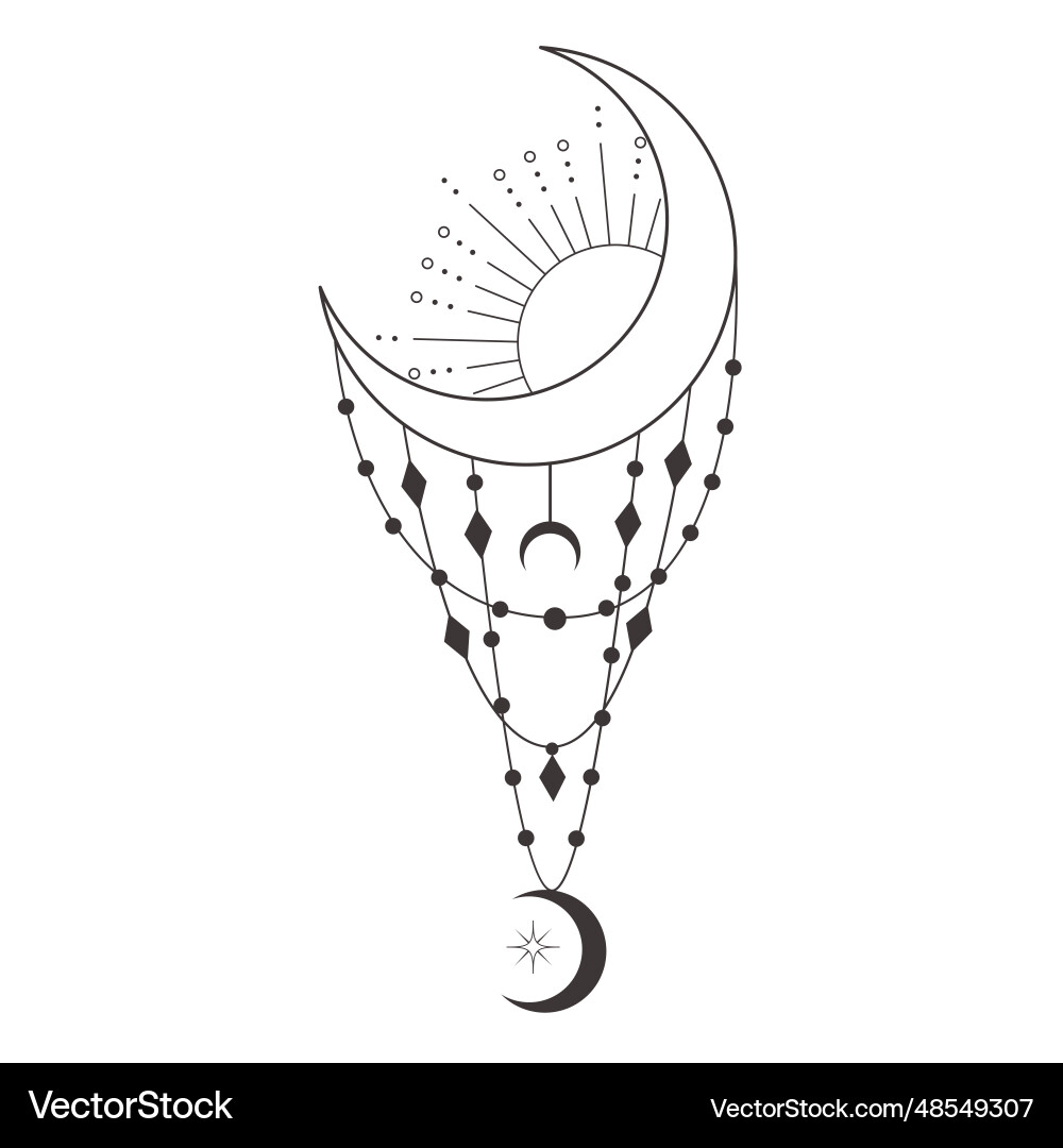 Line art design with crescent on the white Vector Image