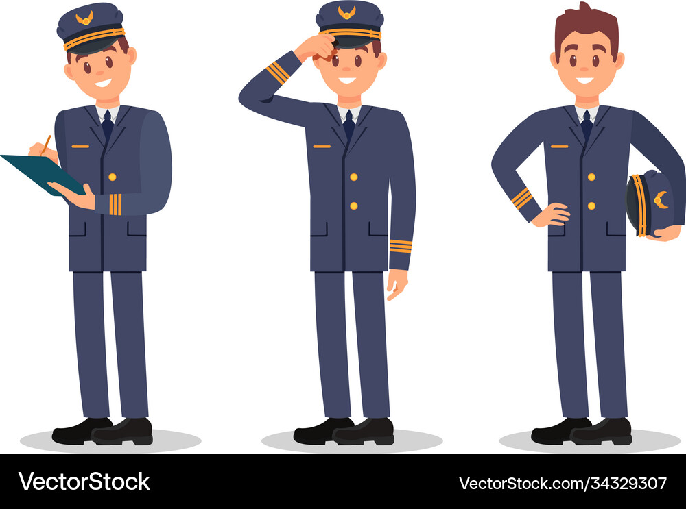 Man aircraft pilot wearing professional blue Vector Image