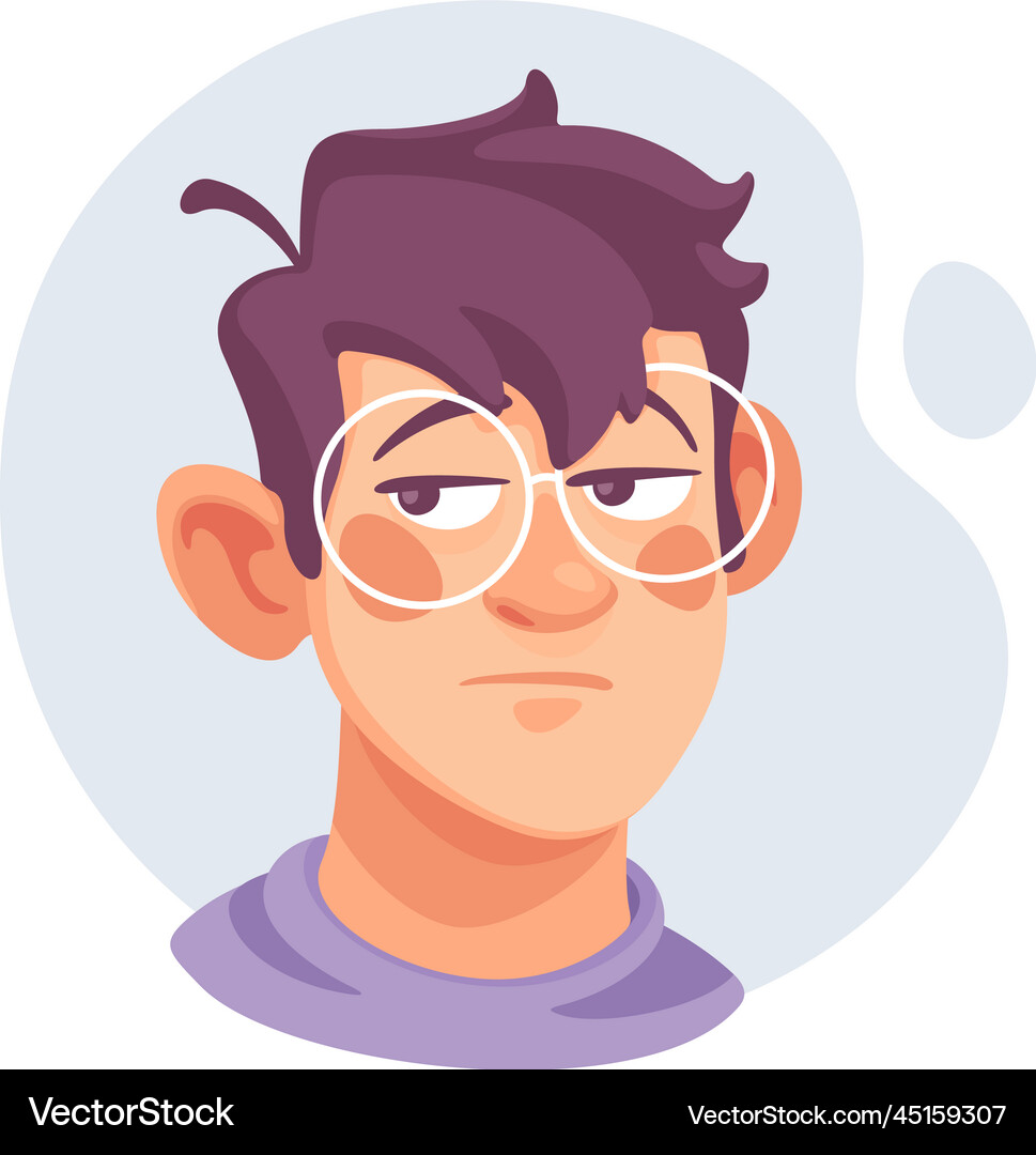 Man in glasses showing neutral emotion Royalty Free Vector