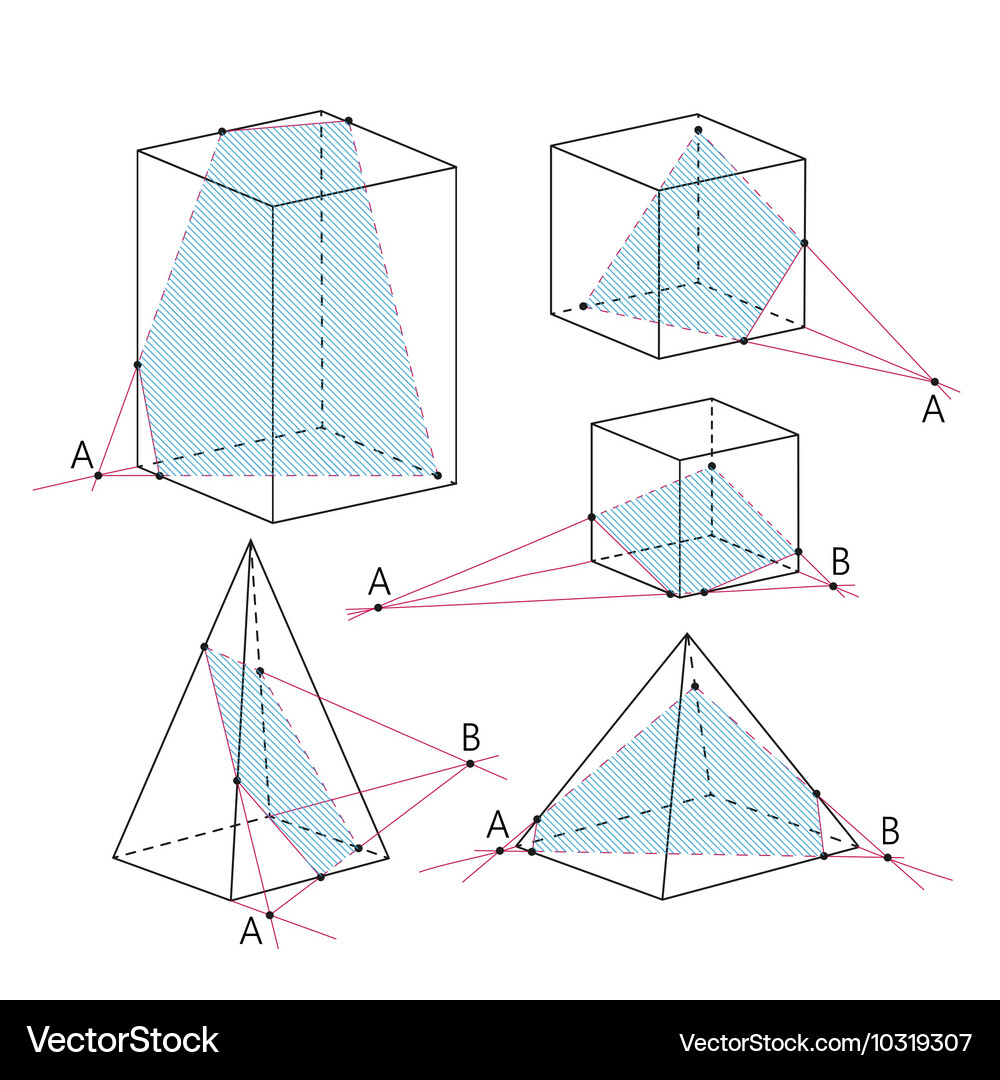 Math picture - sections polyhedra geometry Vector Image