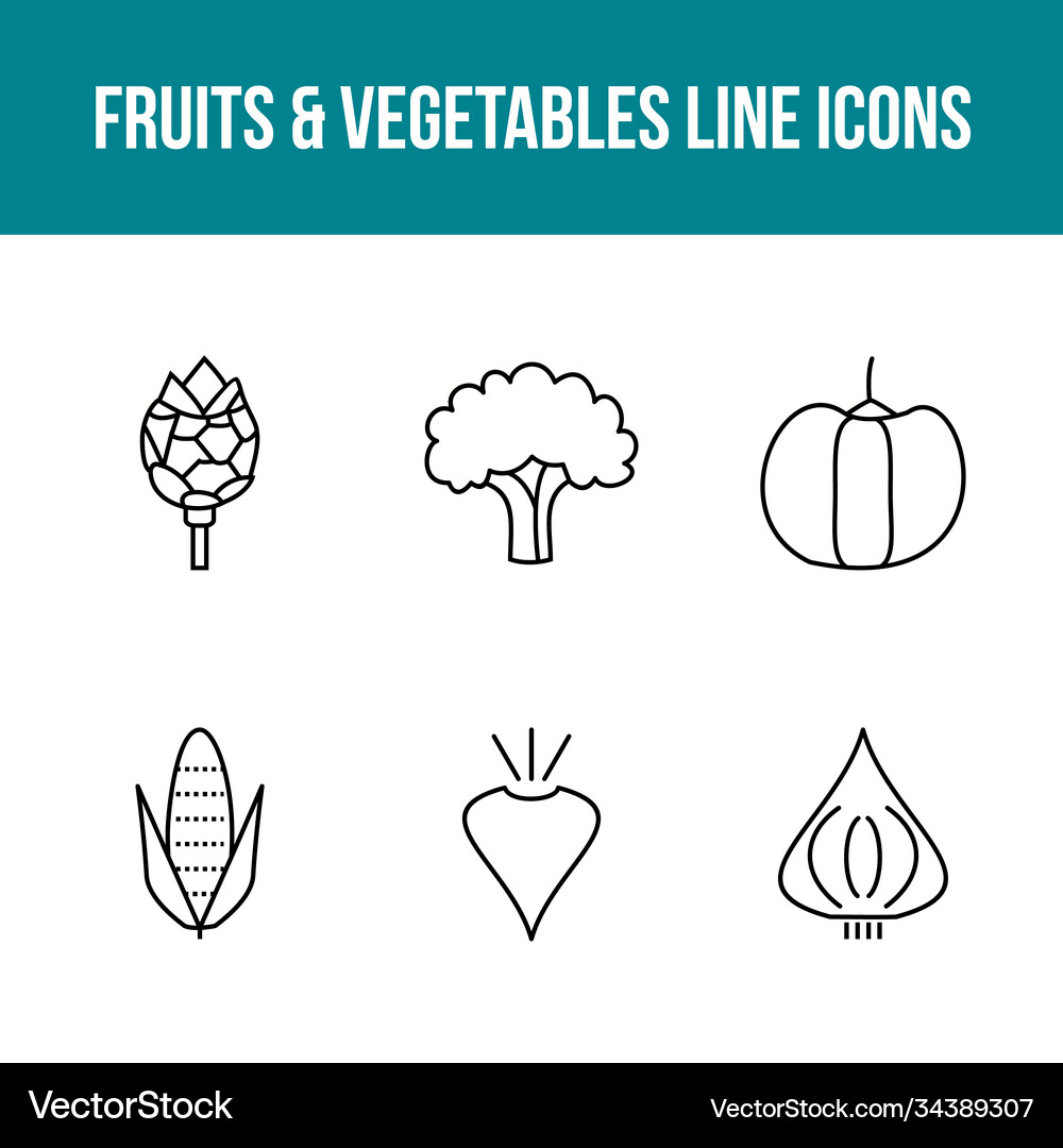 Unique fruits and vegetable icon set Royalty Free Vector