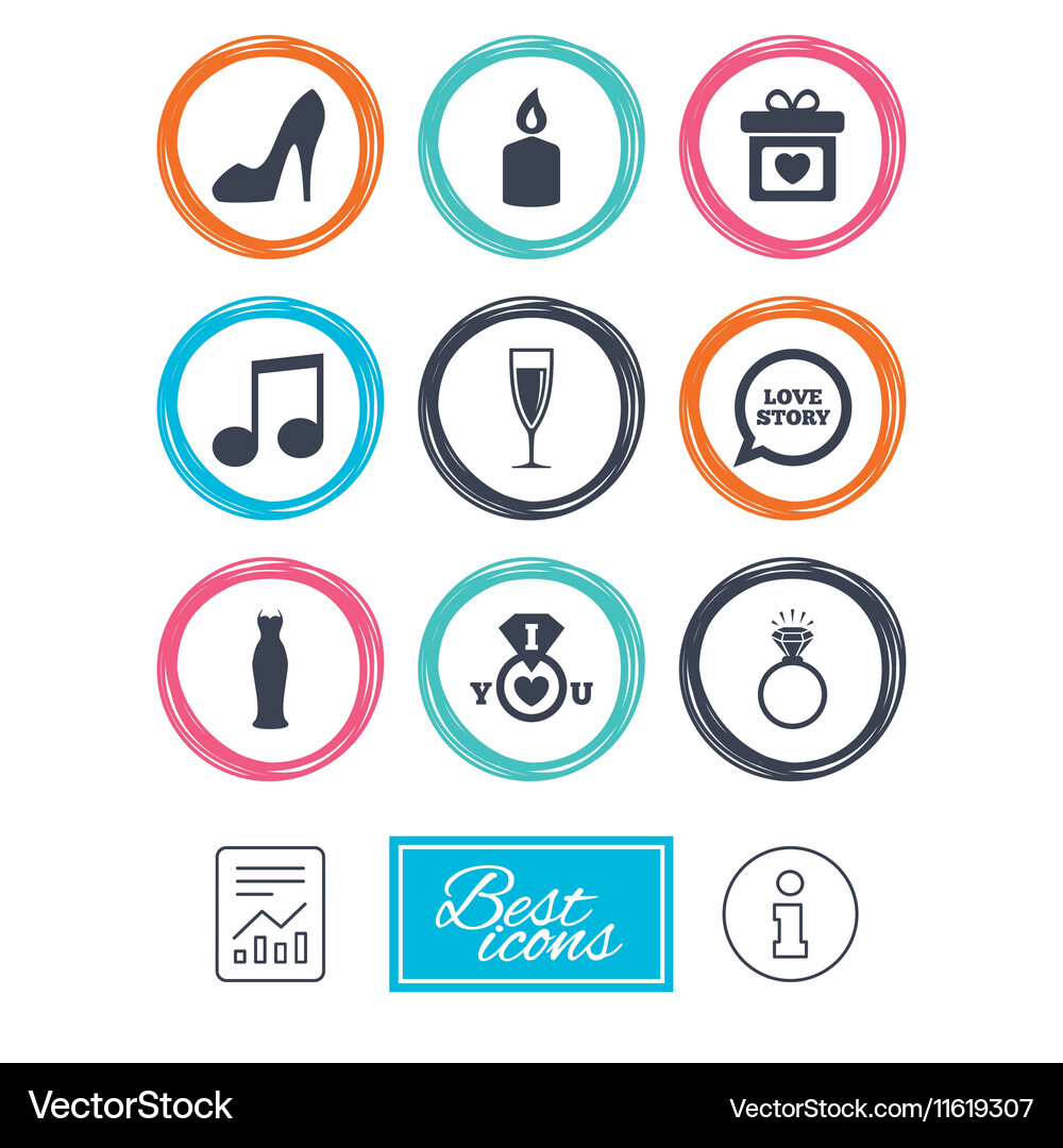 Wedding engagement icons ring with diamond Vector Image