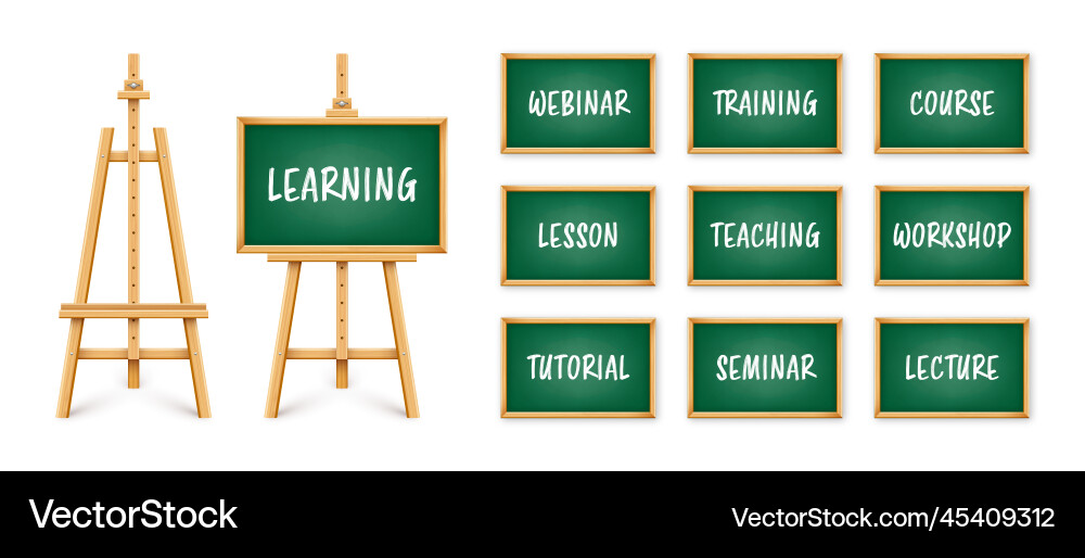 Black chalkboard on wooden easel blackboard Vector Image