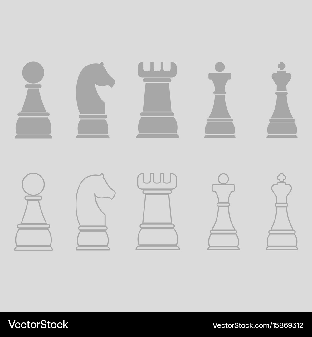 Chess icons outline chess pieces Royalty Free Vector Image