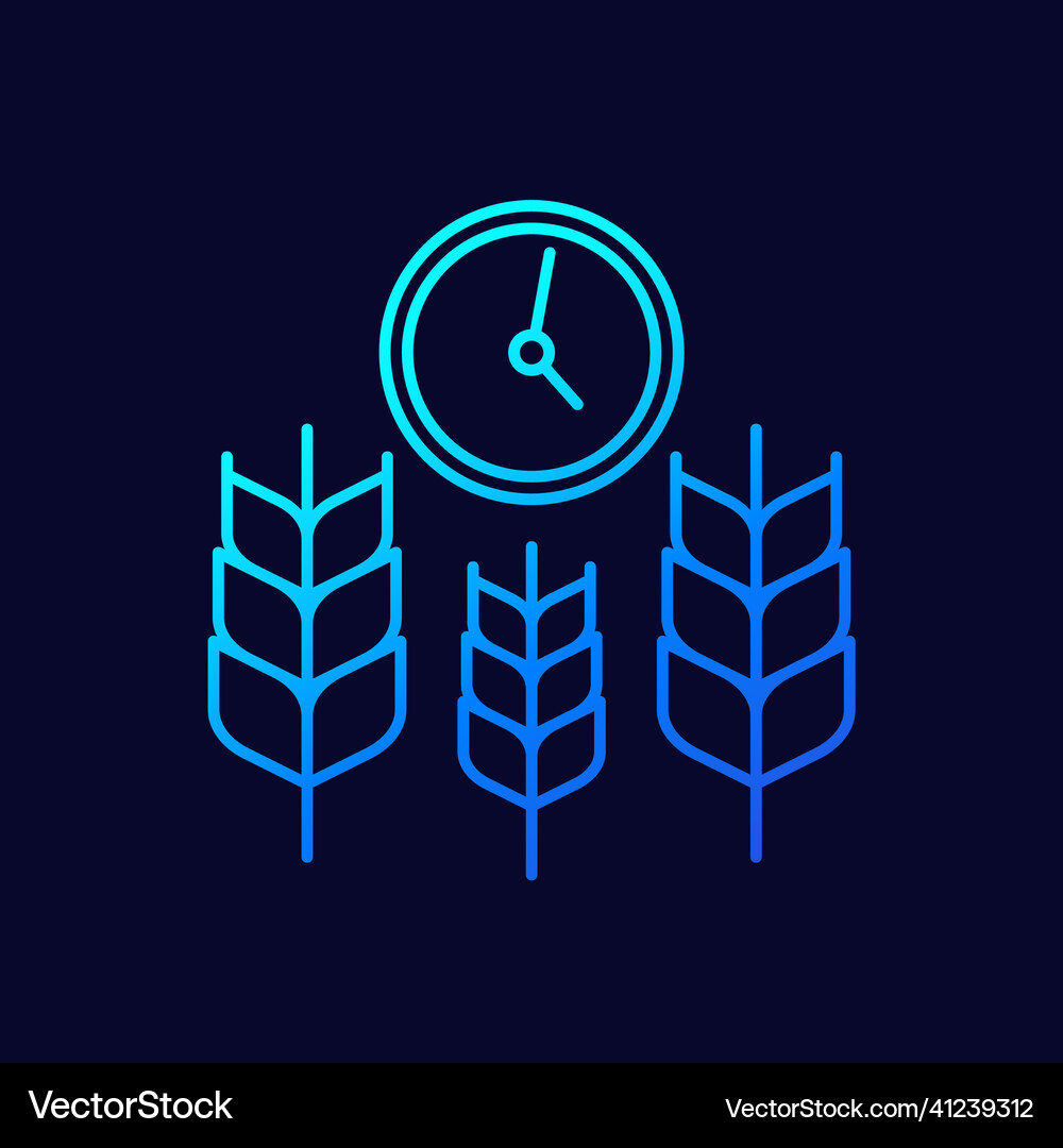 Crops and time agriculture line icon Royalty Free Vector