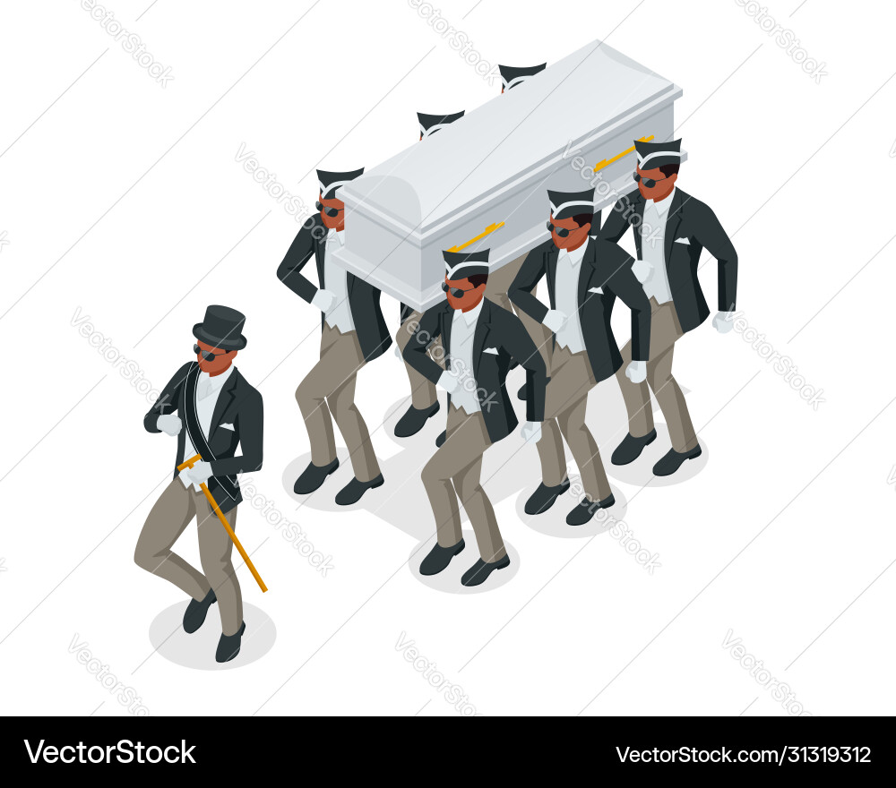 Dancing coffin meme with black men who carry Vector Image