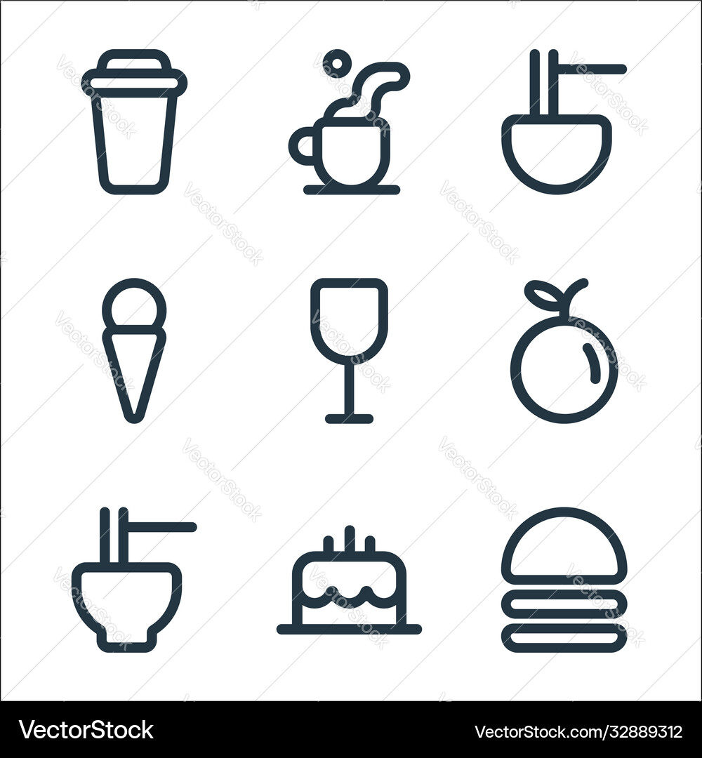 Food line icons linear set quality line set Vector Image