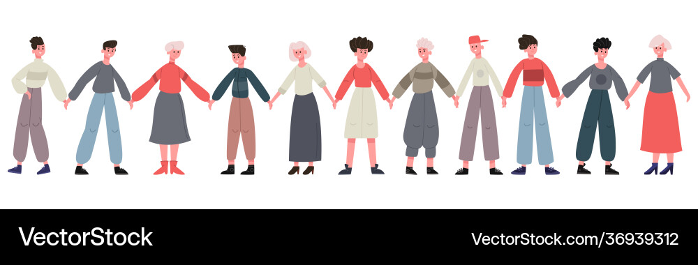 Friends standing together group happy Royalty Free Vector