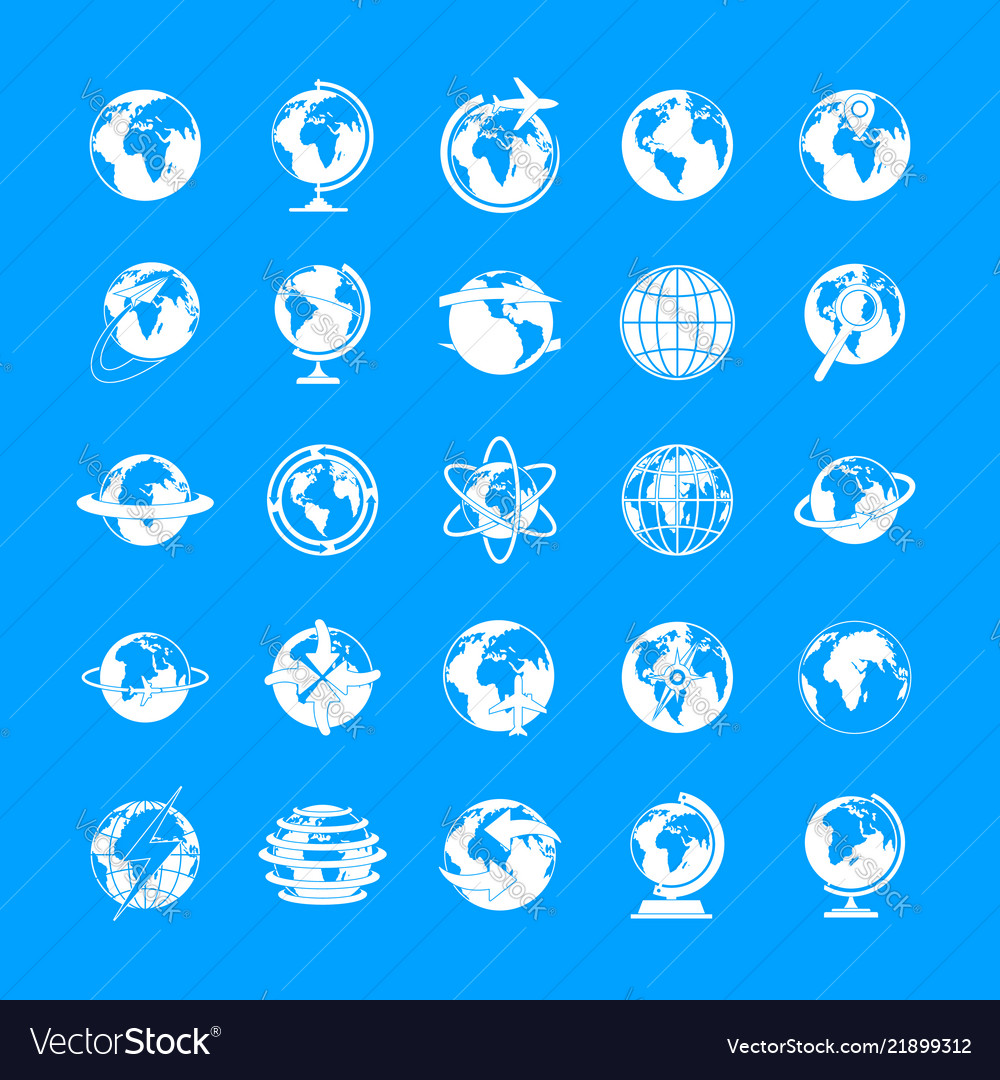 Globe earth icons set simple style Royalty Free Vector Image