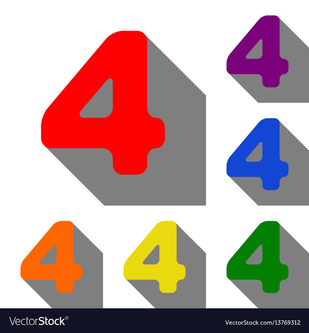 Number 4 sign design template element set of red Vector Image