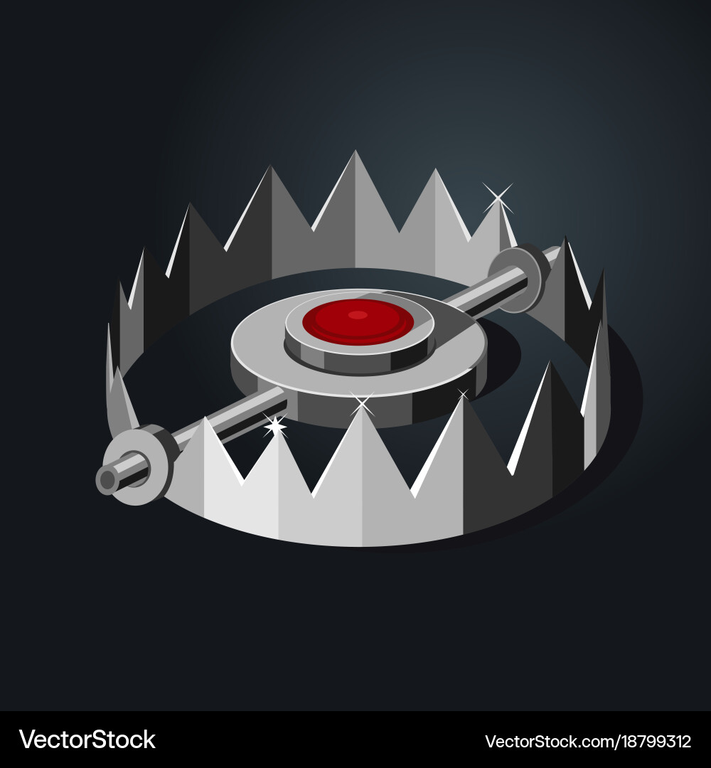 Old metallic hunter trap cartoon style isolated Vector Image