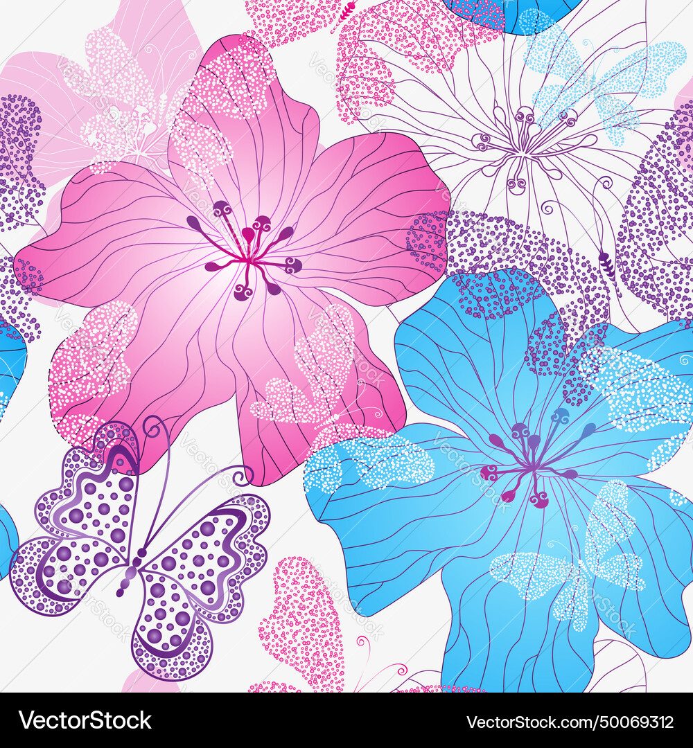 Seamless colorful floral pattern with flowers Vector Image