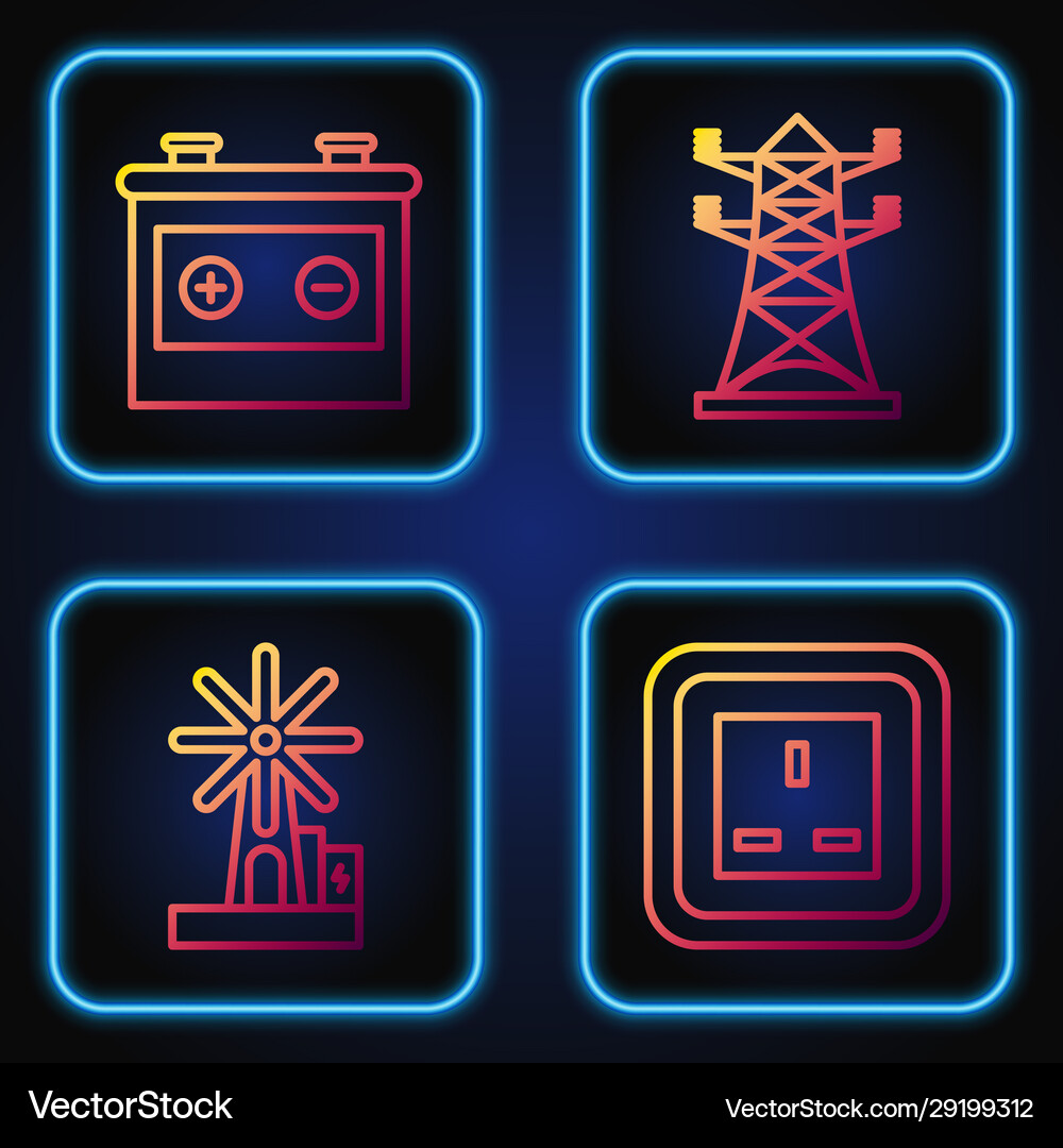 Set line electrical outlet wind turbine car Vector Image