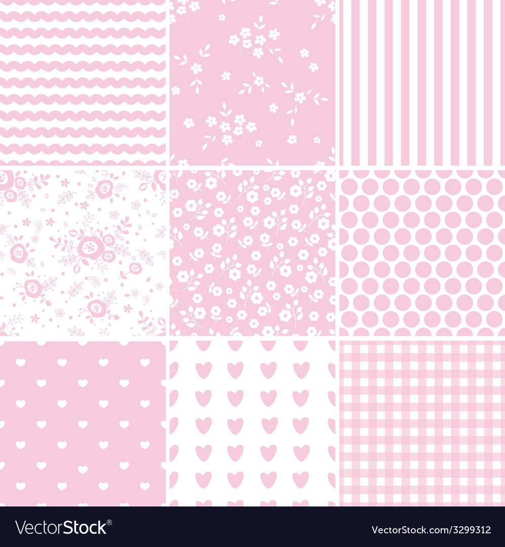 Set of abstract pink seamless patterns Royalty Free Vector