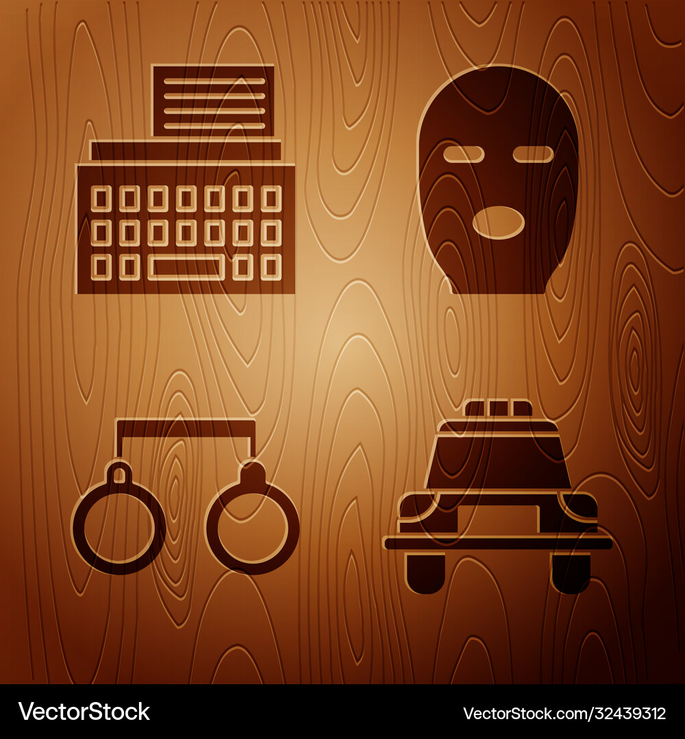 Set police car and flasher retro typewriter Vector Image