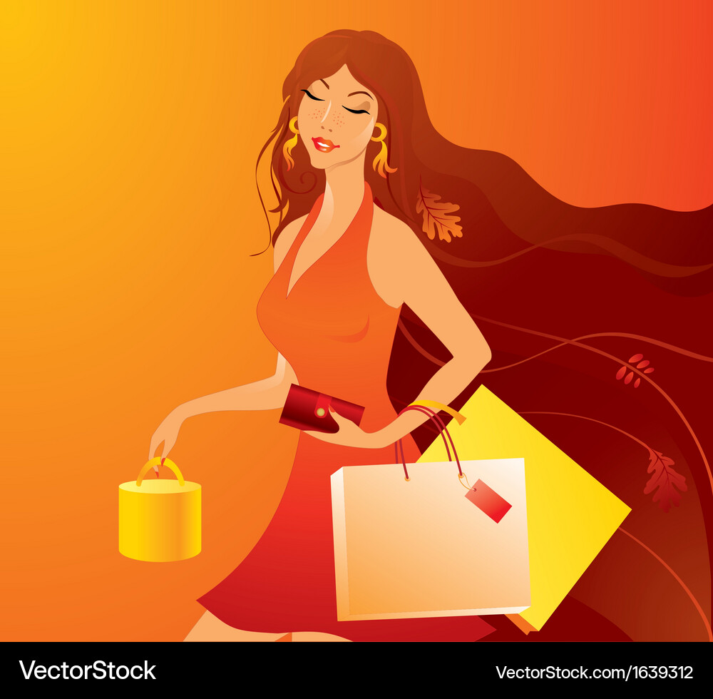 Shopping girl Royalty Free Vector Image - VectorStock