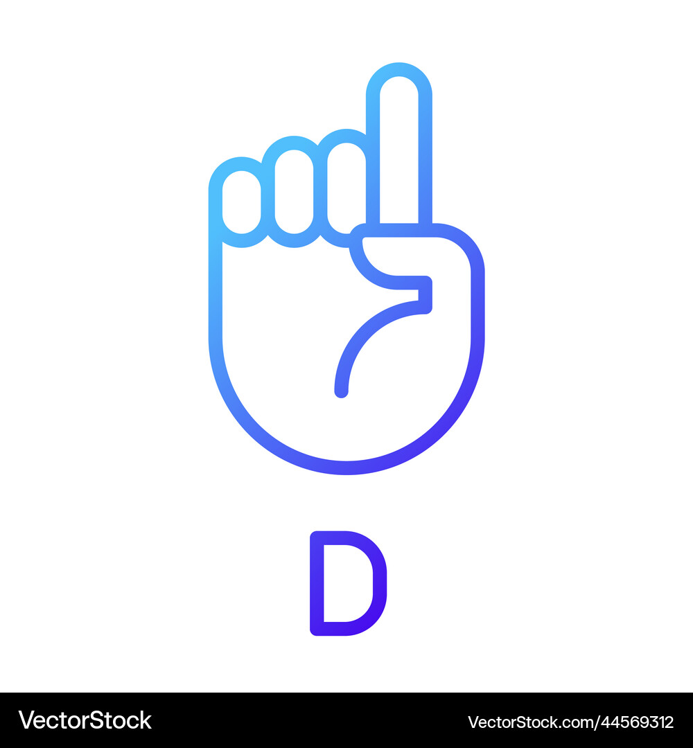 Signing letter d in asl pixel perfect gradient Vector Image