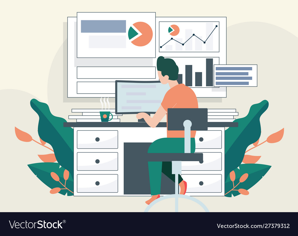Work analysis concept Royalty Free Vector Image