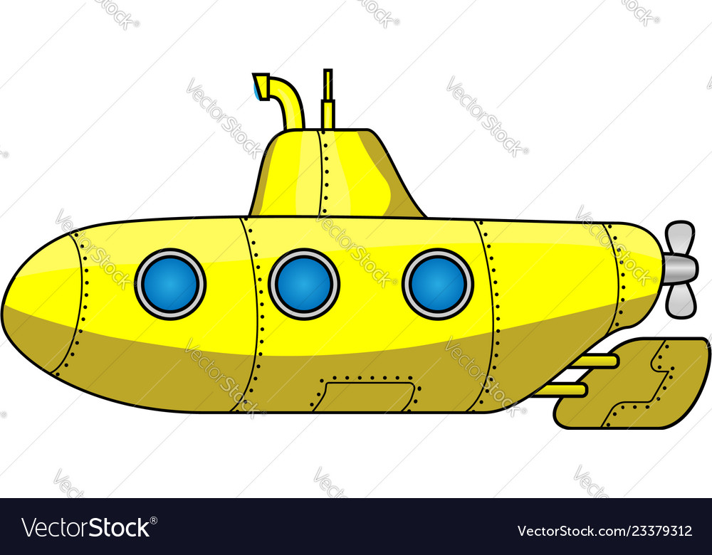 Yellow cartoon submarine Royalty Free Vector Image Yellow cartoon submarine Royalty Free Vector Image