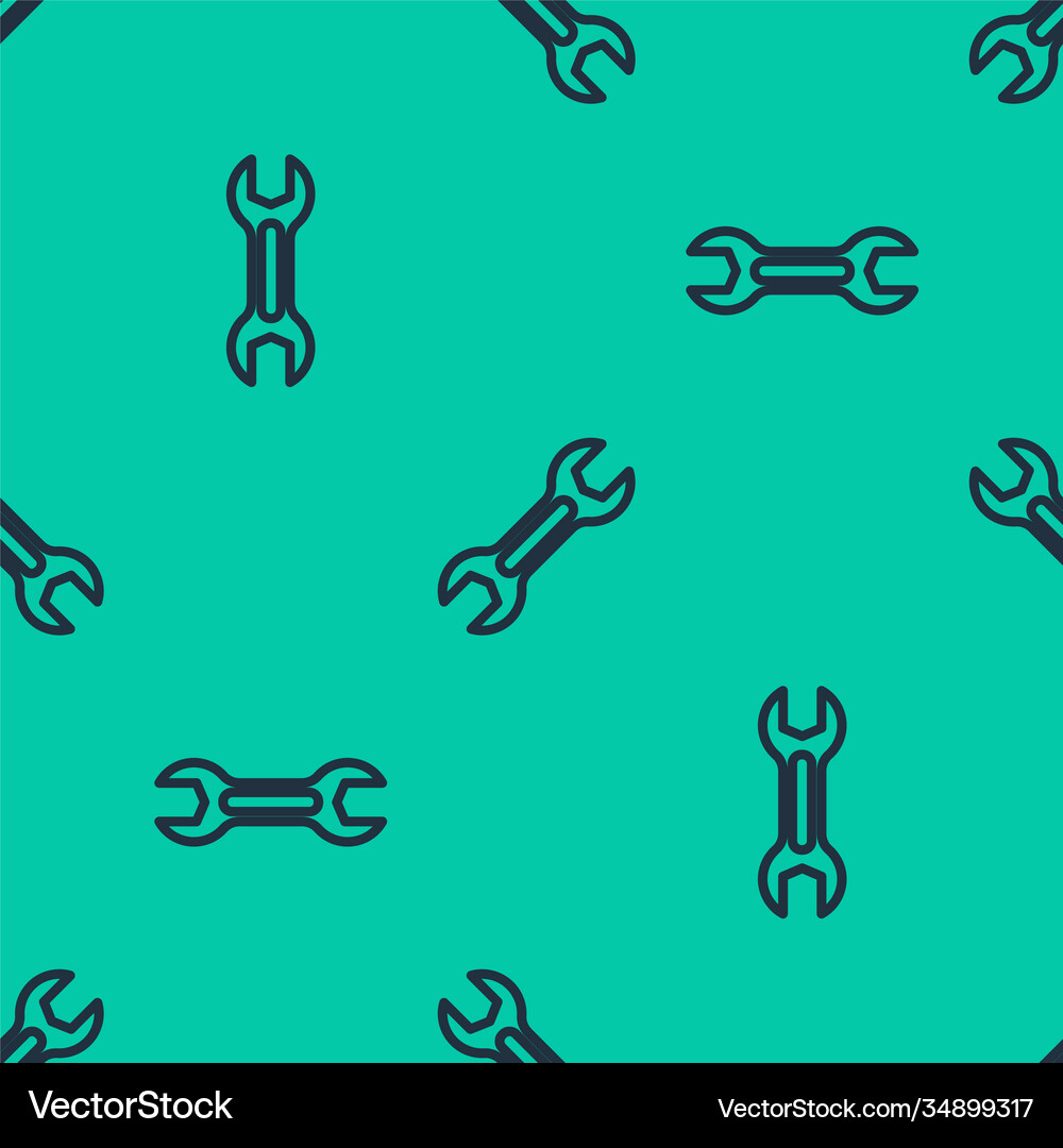 Blue line wrench spanner icon isolated seamless Vector Image