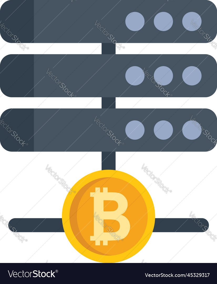 Cryptocurrency server icon flat crypto Royalty Free Vector