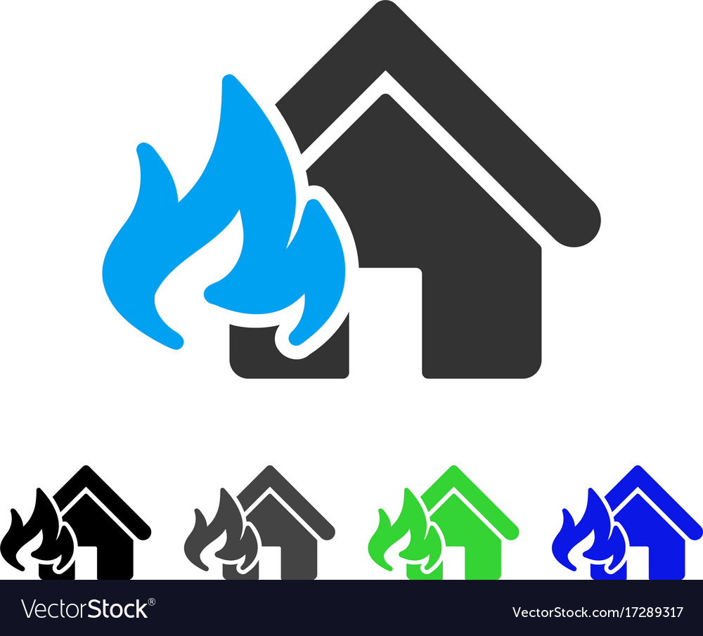 Fire damage flat icon Royalty Free Vector Image