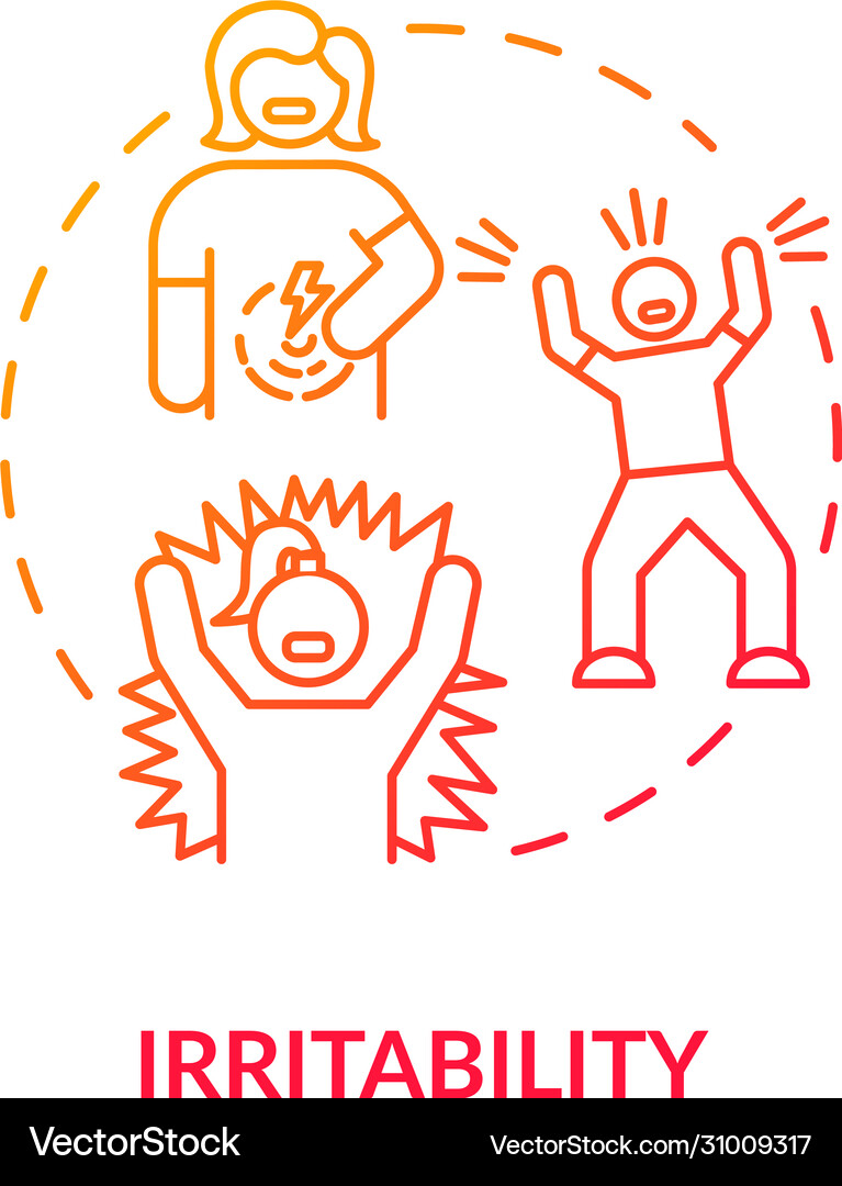Irritability red concept icon stress and anxiety Vector Image