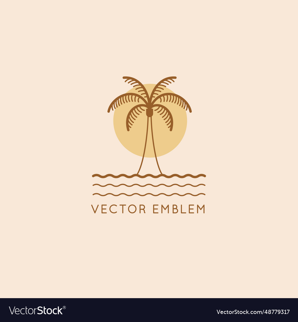 Logo design template with palm tree Royalty Free Vector
