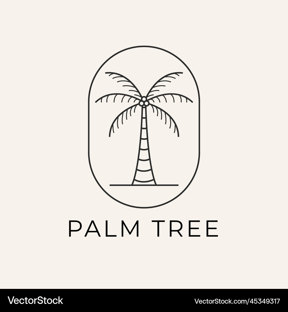 Palm tree line art logo symbol design Royalty Free Vector