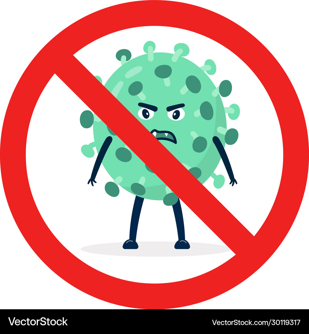 Red stop coronavirus sign - covid-19 bacteria Vector Image