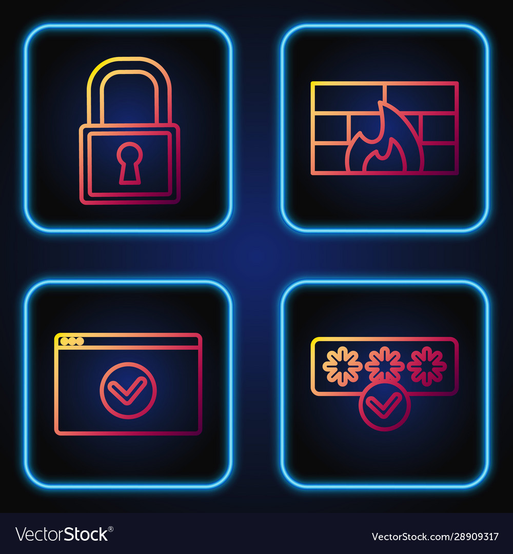 Set Line Password Protection And Safety Access Vector Image