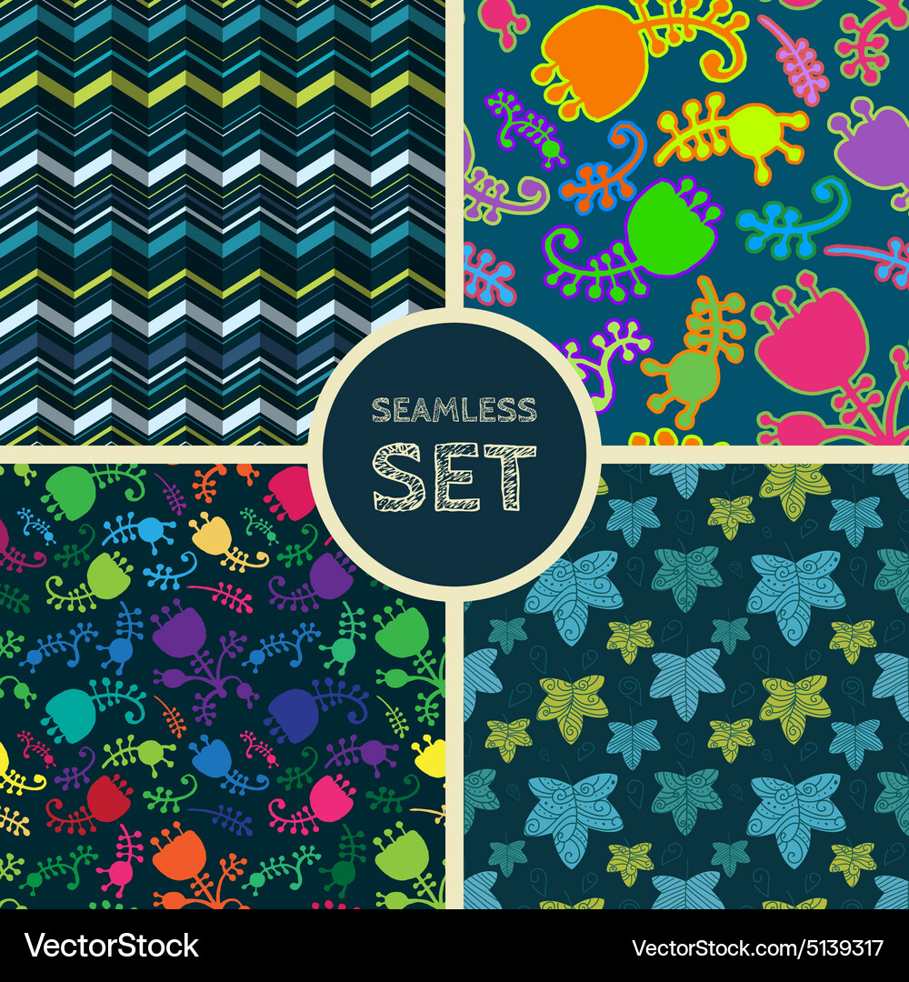 Set of four seamless background Royalty Free Vector Image
