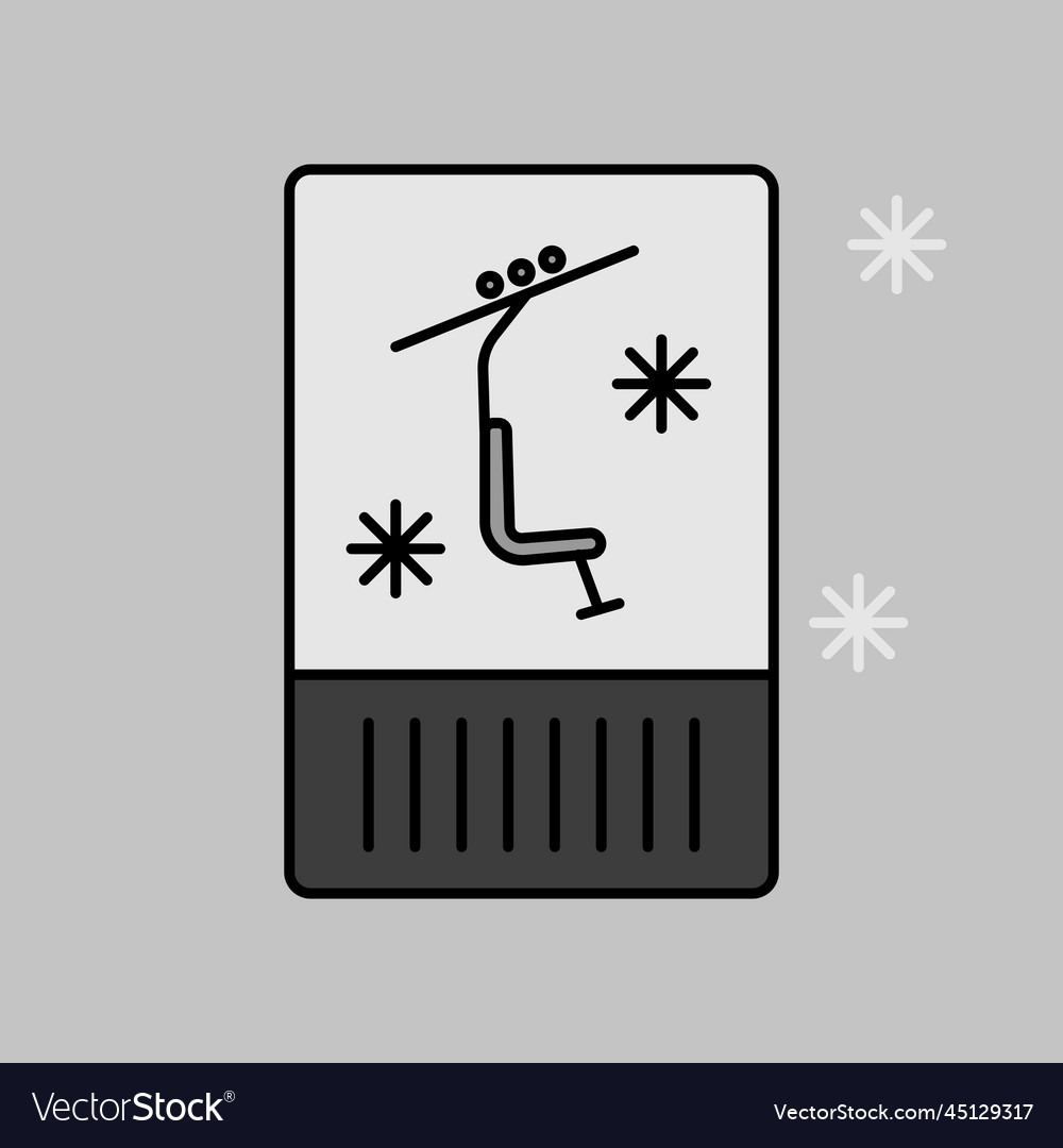 Ski pass isolated grayscale icon winter sign Vector Image Ski pass isolated grayscale icon winter sign Vector Image