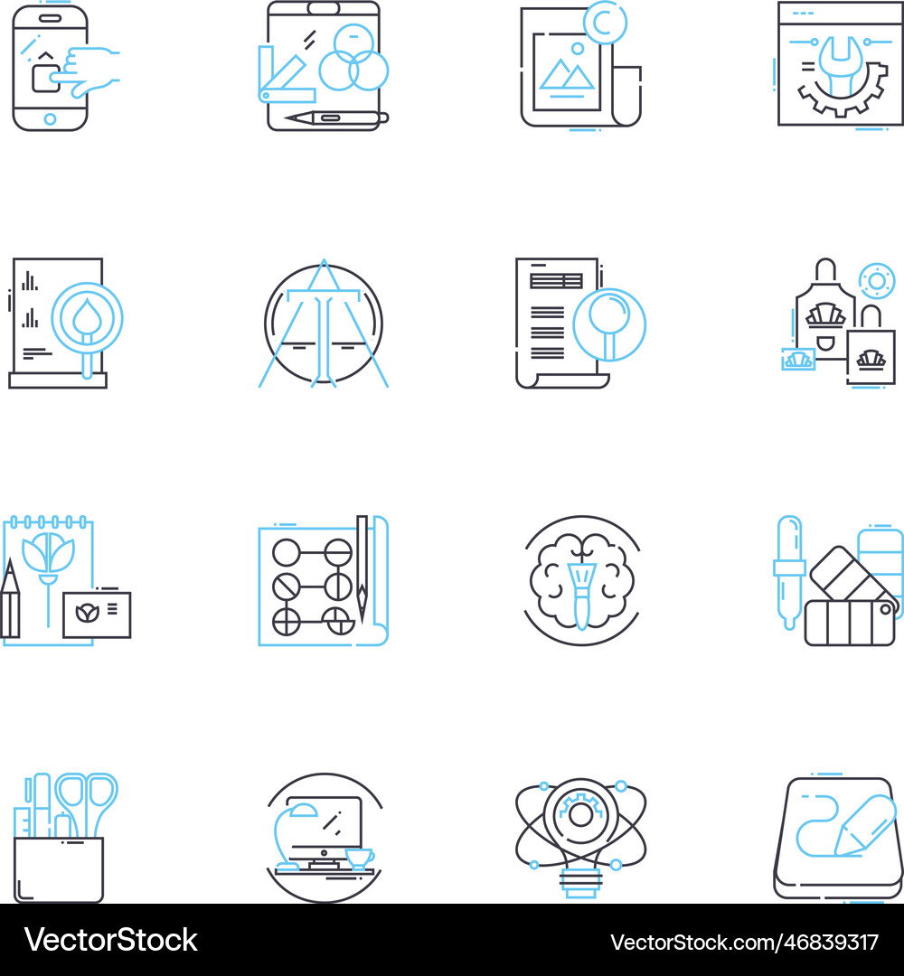 Strategic planning linear icons set vision goals Vector Image