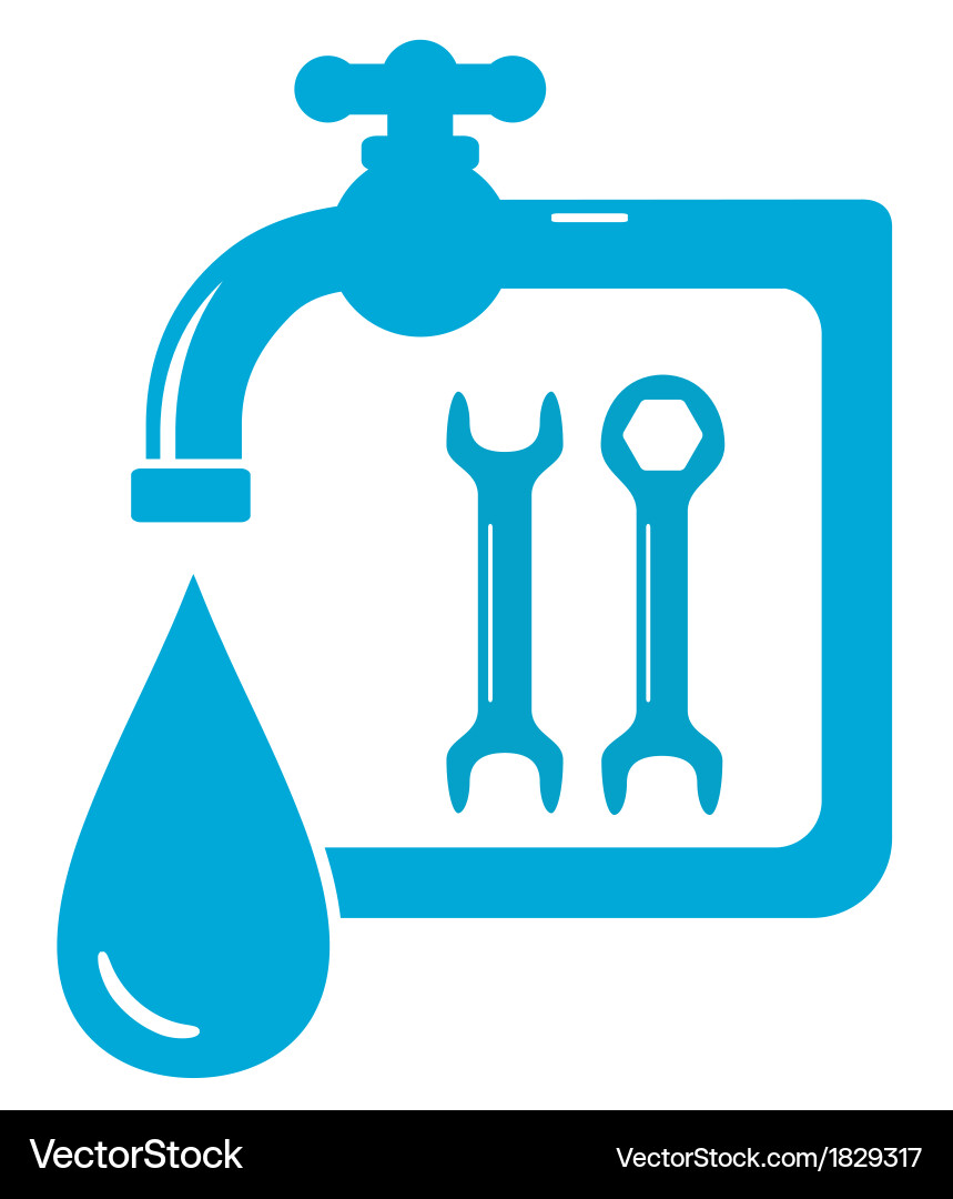 Tap spigot with wrench and drop Royalty Free Vector Image
