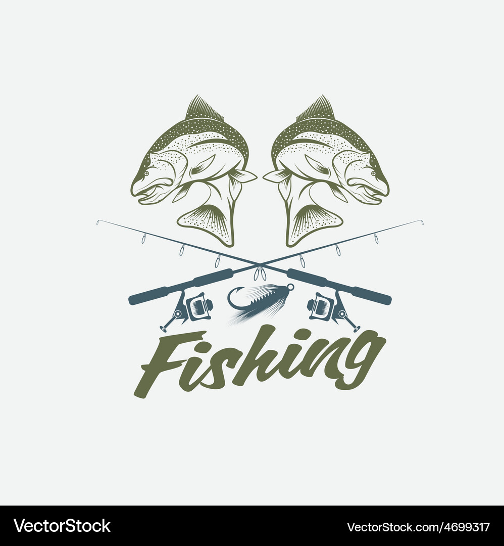 Vintage fishing design template Royalty Free Vector Image
