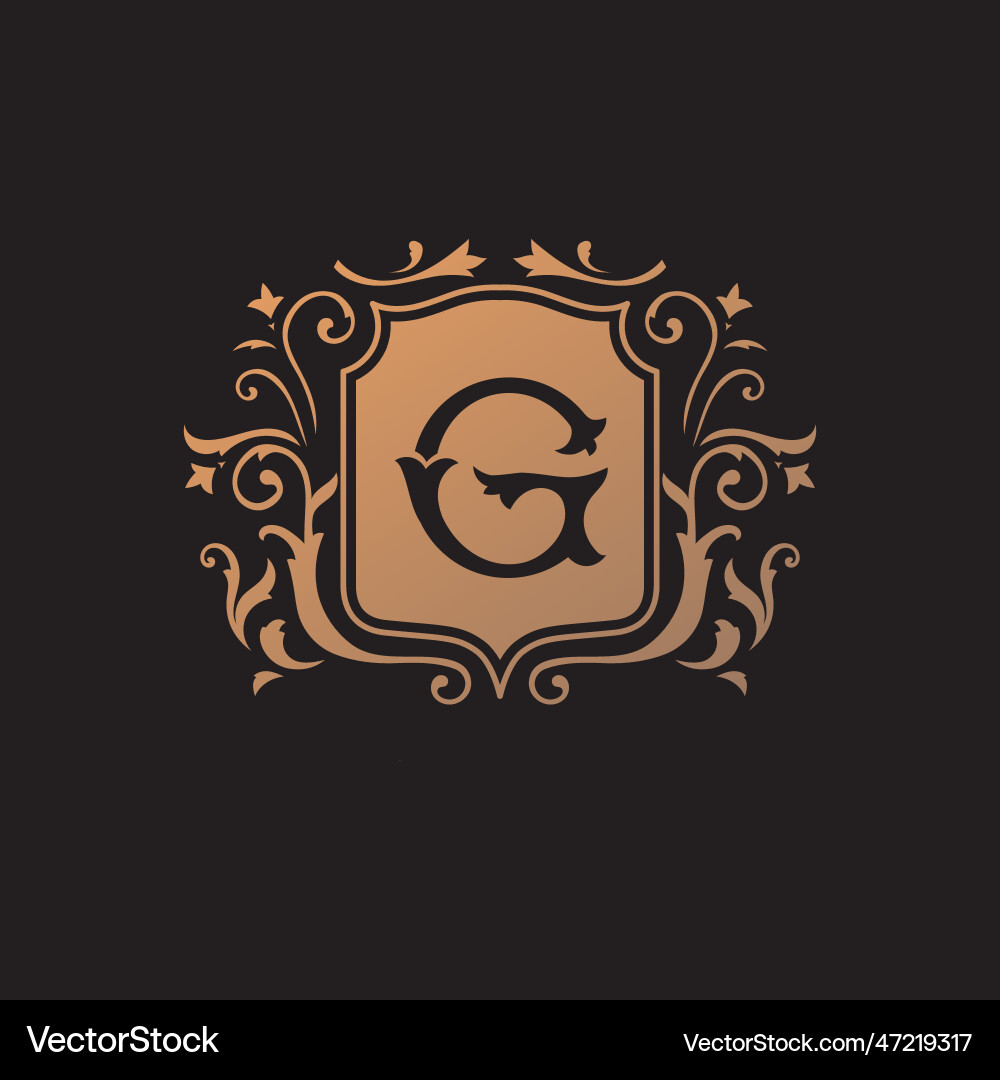 Vintage initial letter g with floral decorative Vector Image