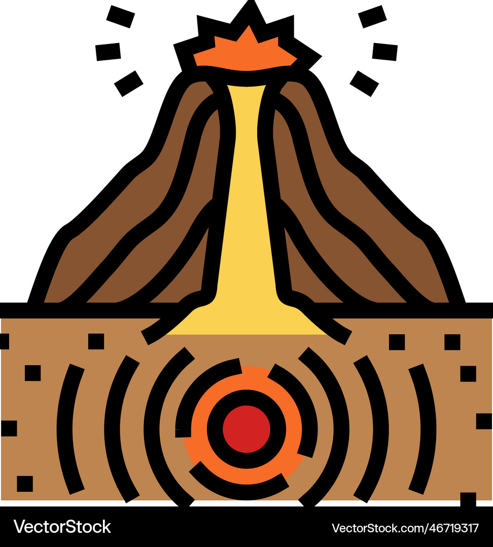 Volcanic earthquake disaster color icon Royalty Free Vector