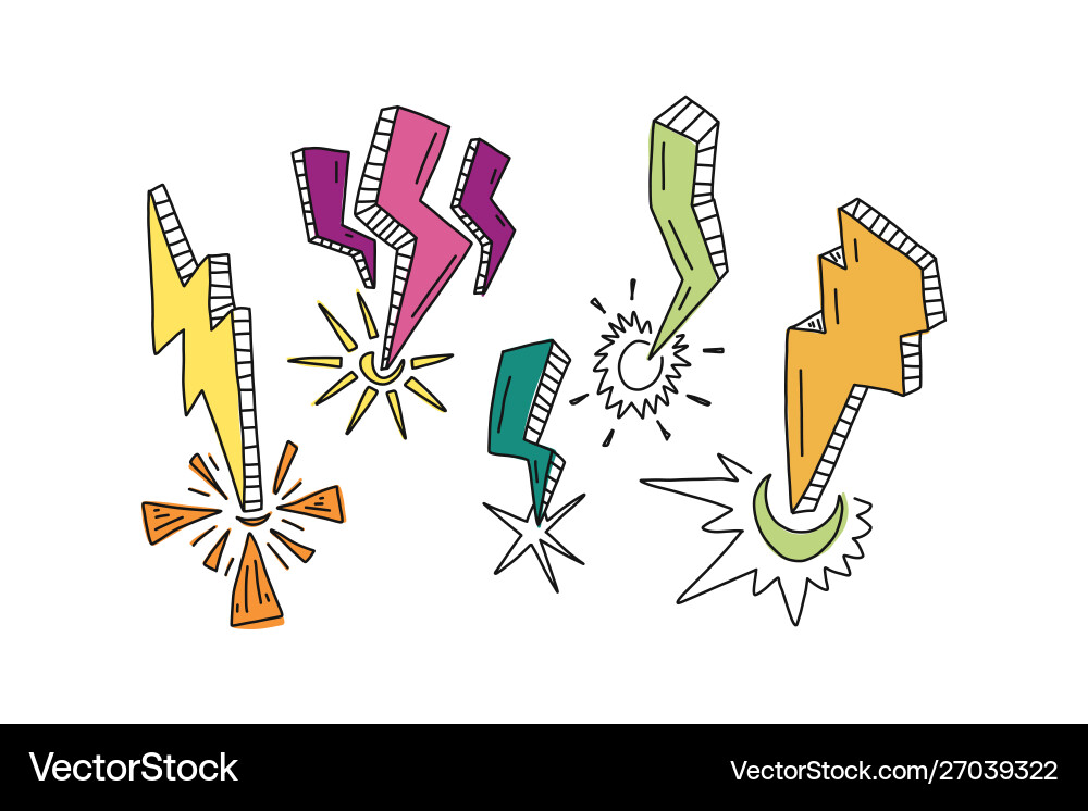 Advertising banner set hand drawn lightning bolt Vector Image