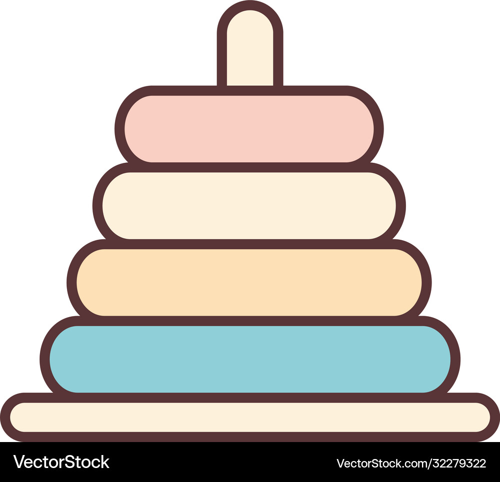Baby pyramid toy object newborn template line Vector Image