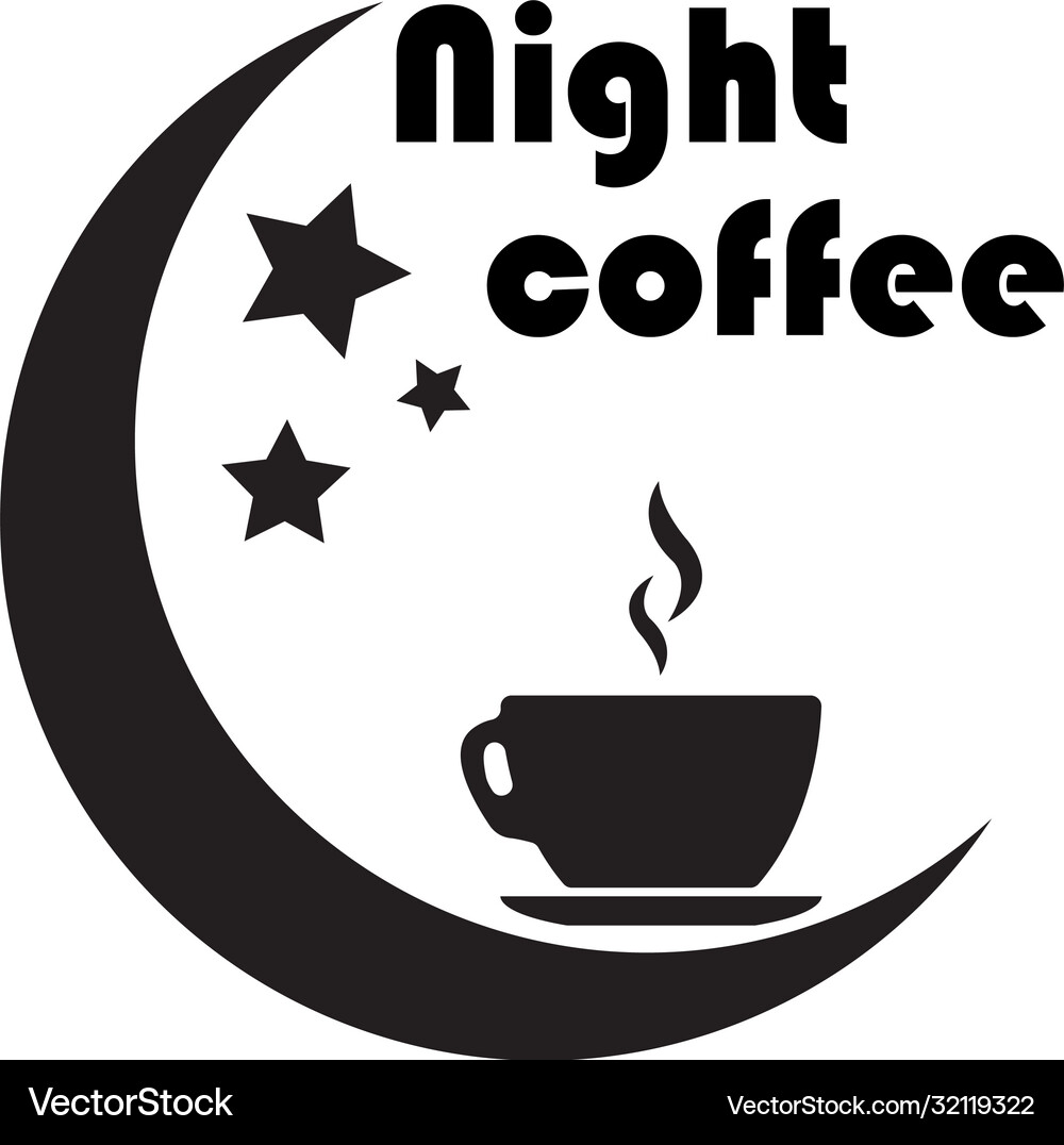 Banner for a night cafe cup coffee moon Royalty Free Vector