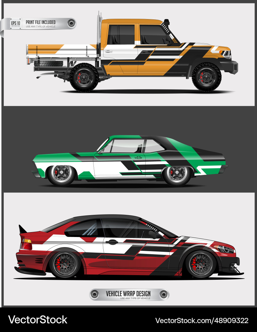 Car wrap design vehicle vinyl wrap textures Vector Image