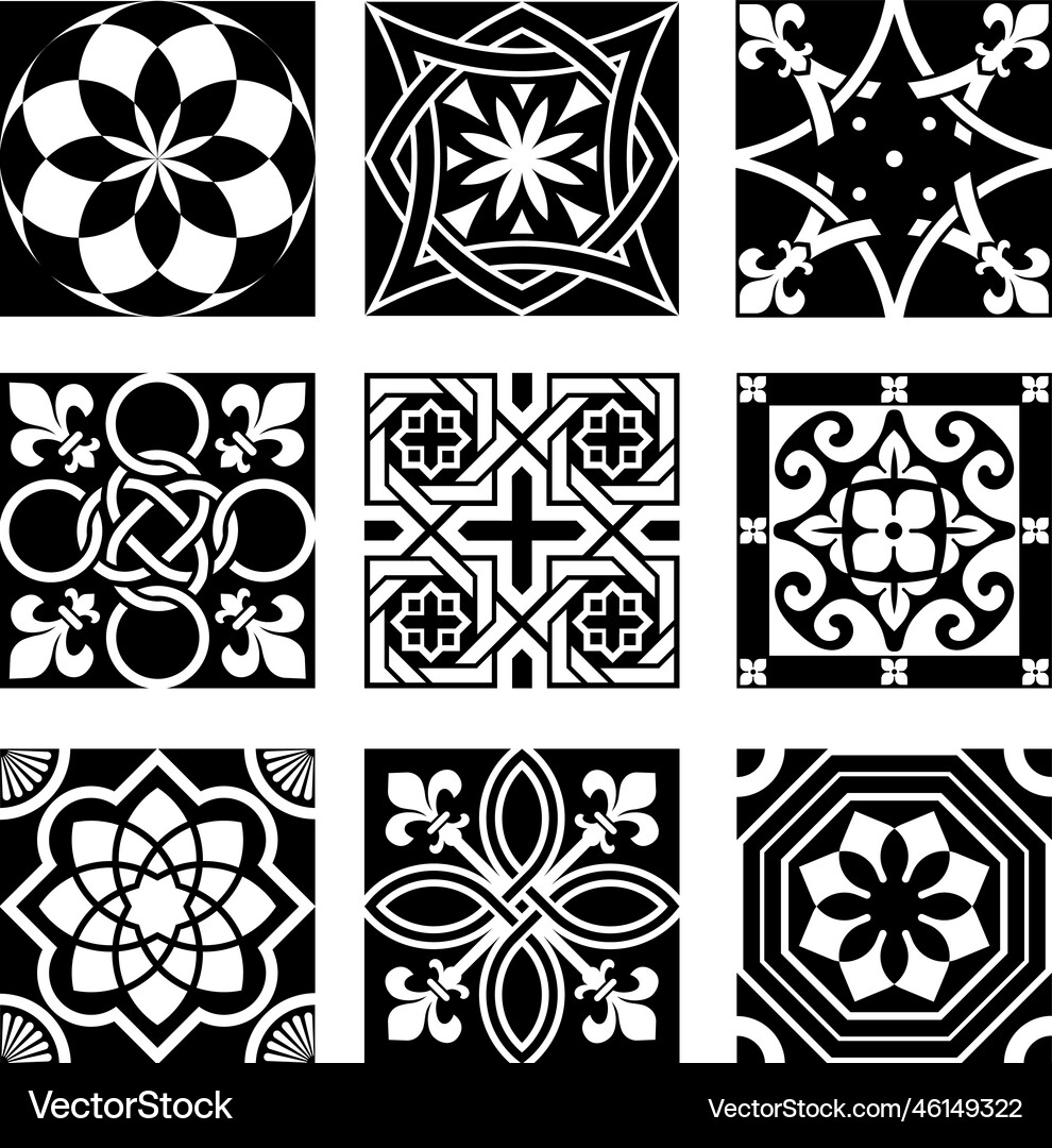 Collection of vintage ornamental patterns Vector Image