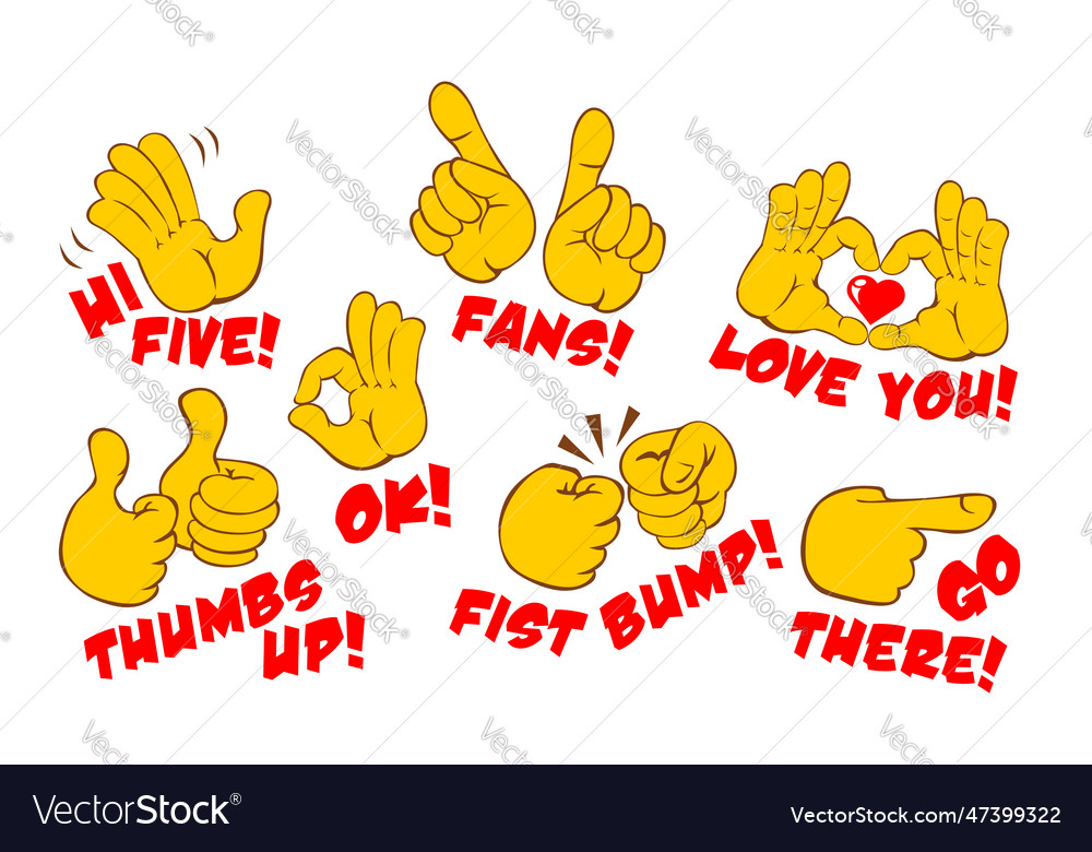 Comic hands gestures Royalty Free Vector Image