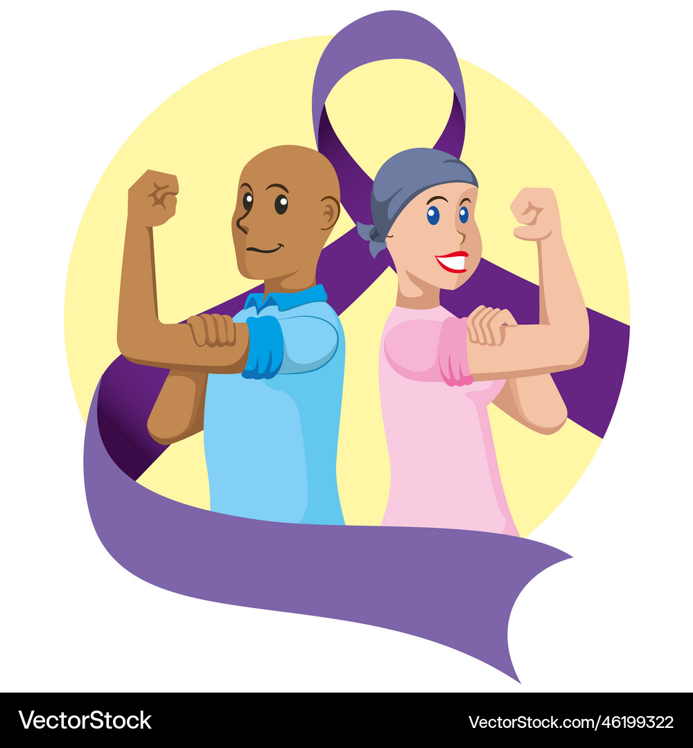 Couple in support cancer prevention Royalty Free Vector