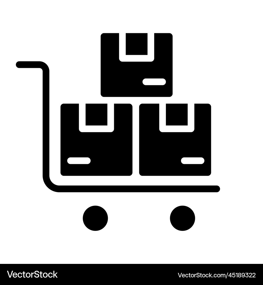 Delivery cart black glyph icon Royalty Free Vector Image
