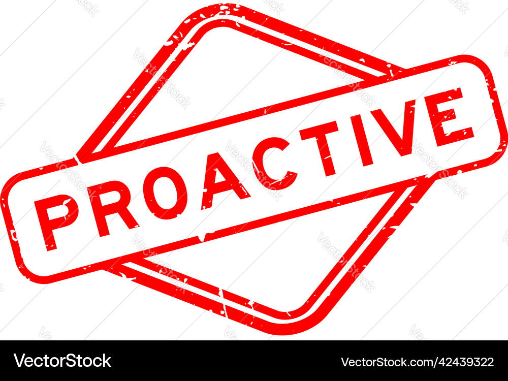 Grunge red proactive word rubber seal stamp Vector Image