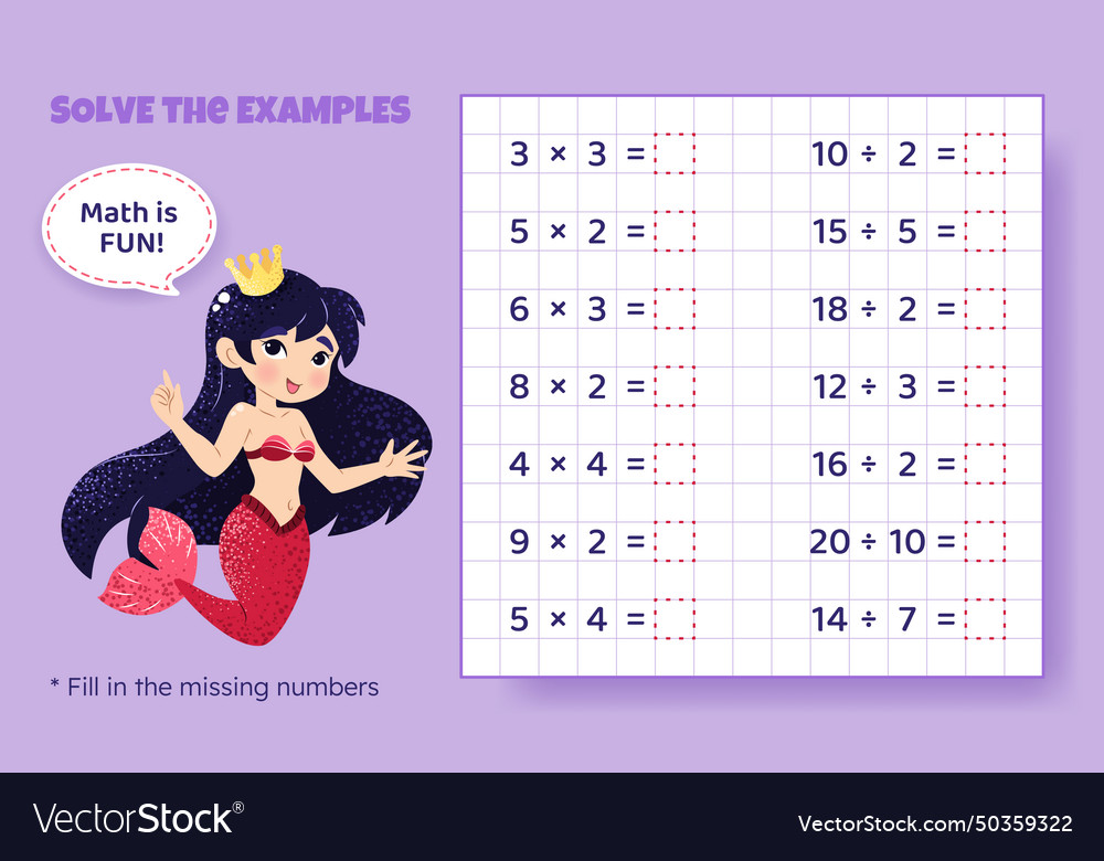 Math game for kids multiplication and division Vector Image